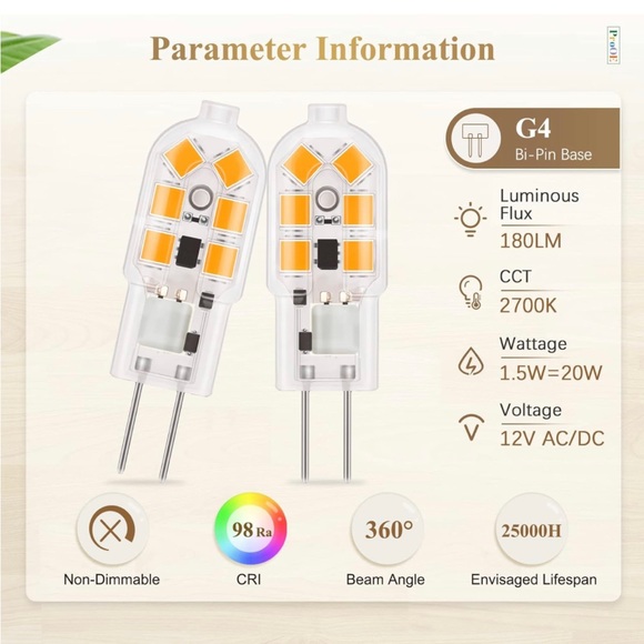 Other | Prooe G4 Led Bulb 2w Equivalent 12v 15w Jc Bipin Base Light Bulbs | Poshmark